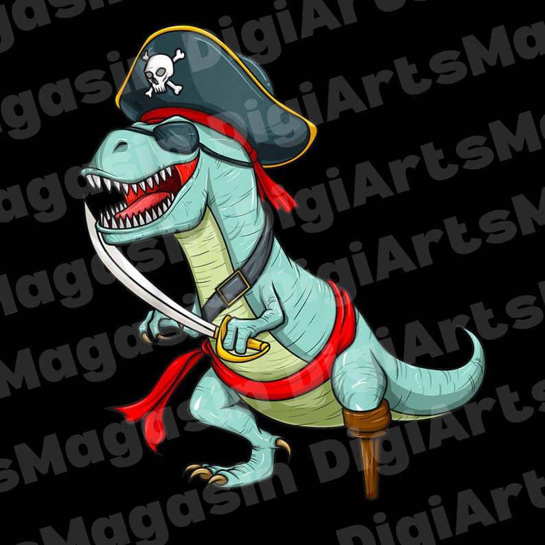 Pirate Dinosaur T-rex PNG Design, Funny Tyrannosaurus Rex With Eye ...