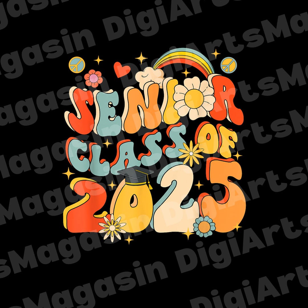 Class of 2025 Senior Graduation PNG, Retro Groovy 2025 Grad Design ...