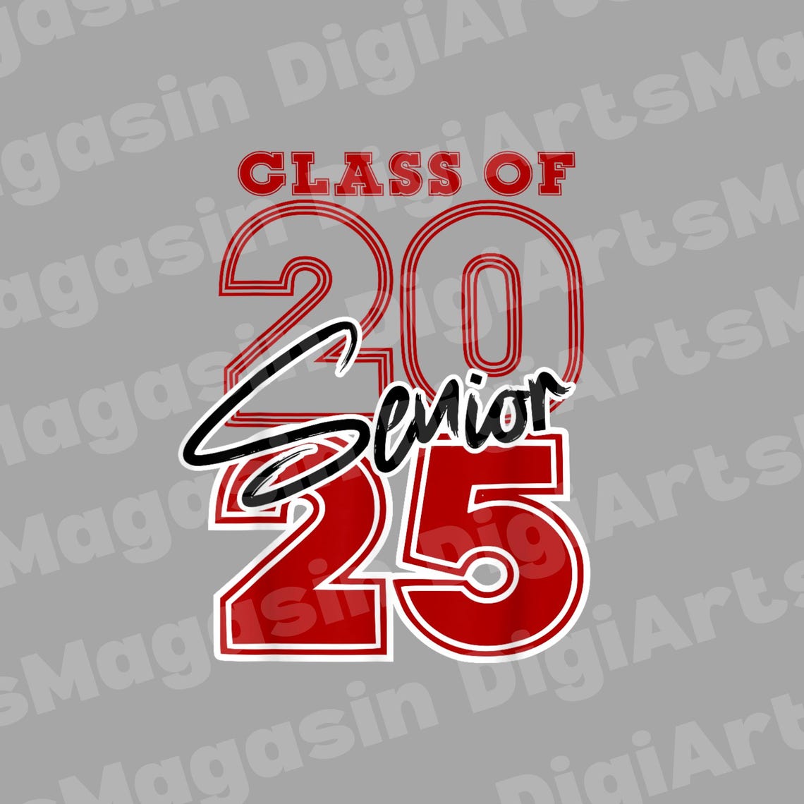 Class of 2025 Red Senior Graduation PNG Design for T-shirt Sublimation ...