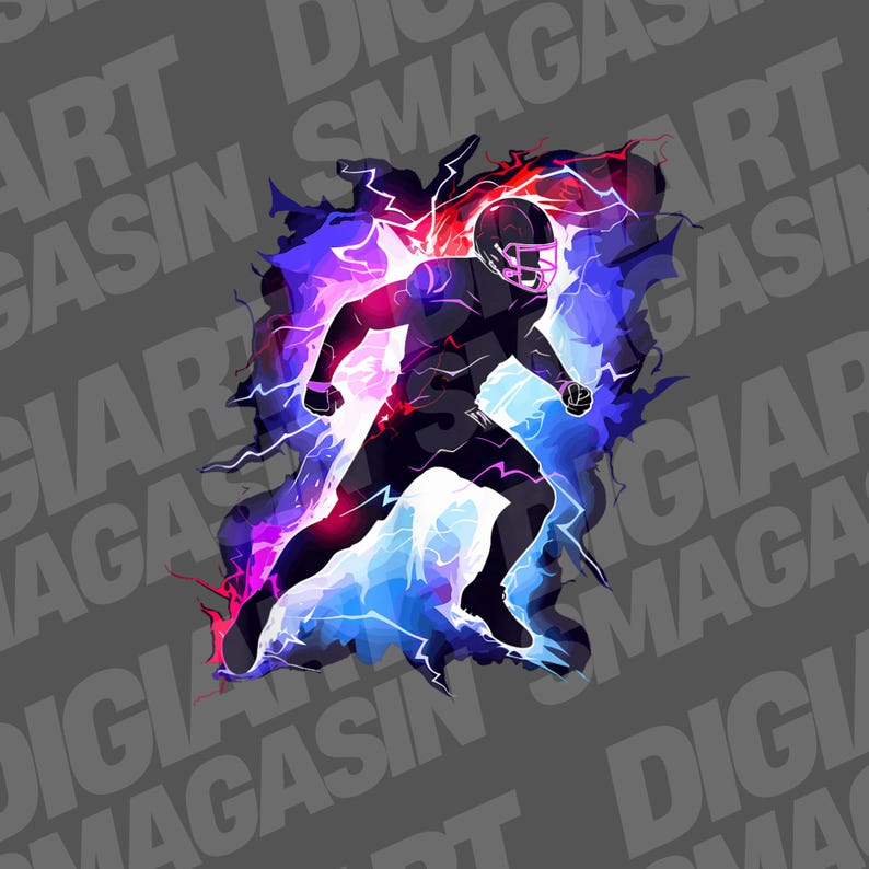 Football Player Lightning PNG | Sports Graphic (instant Download) - Etsy