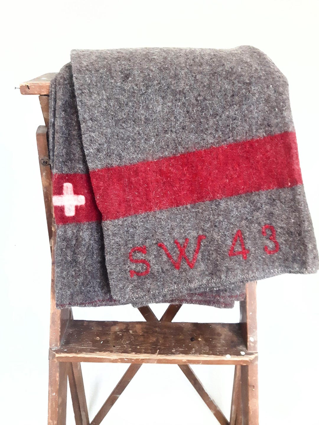 1943 Authentic Swiss Army Wool Blanket: Vintage Military Throw ...