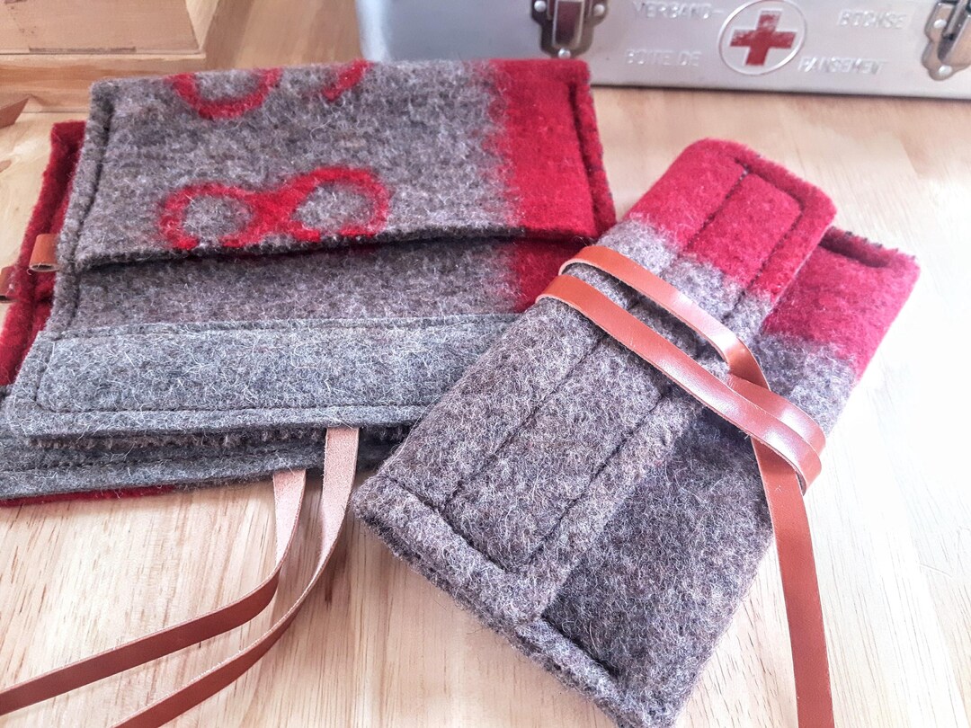 Upcycled Swiss Army Wool Phone Bag: Leather Closure, OOAK Heritage Gift ...
