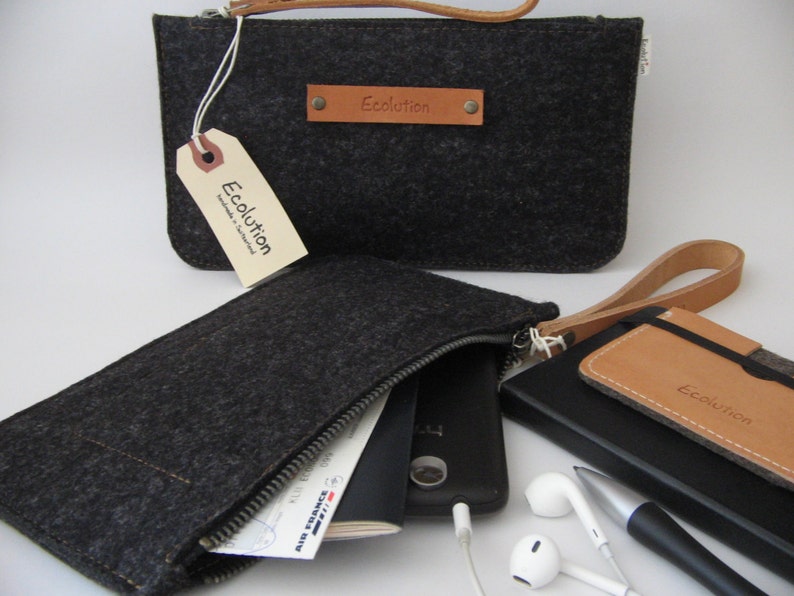 Minimalist Wool Felt Clutch.iphone Clutch.eco Friendly.size L.handmade ...