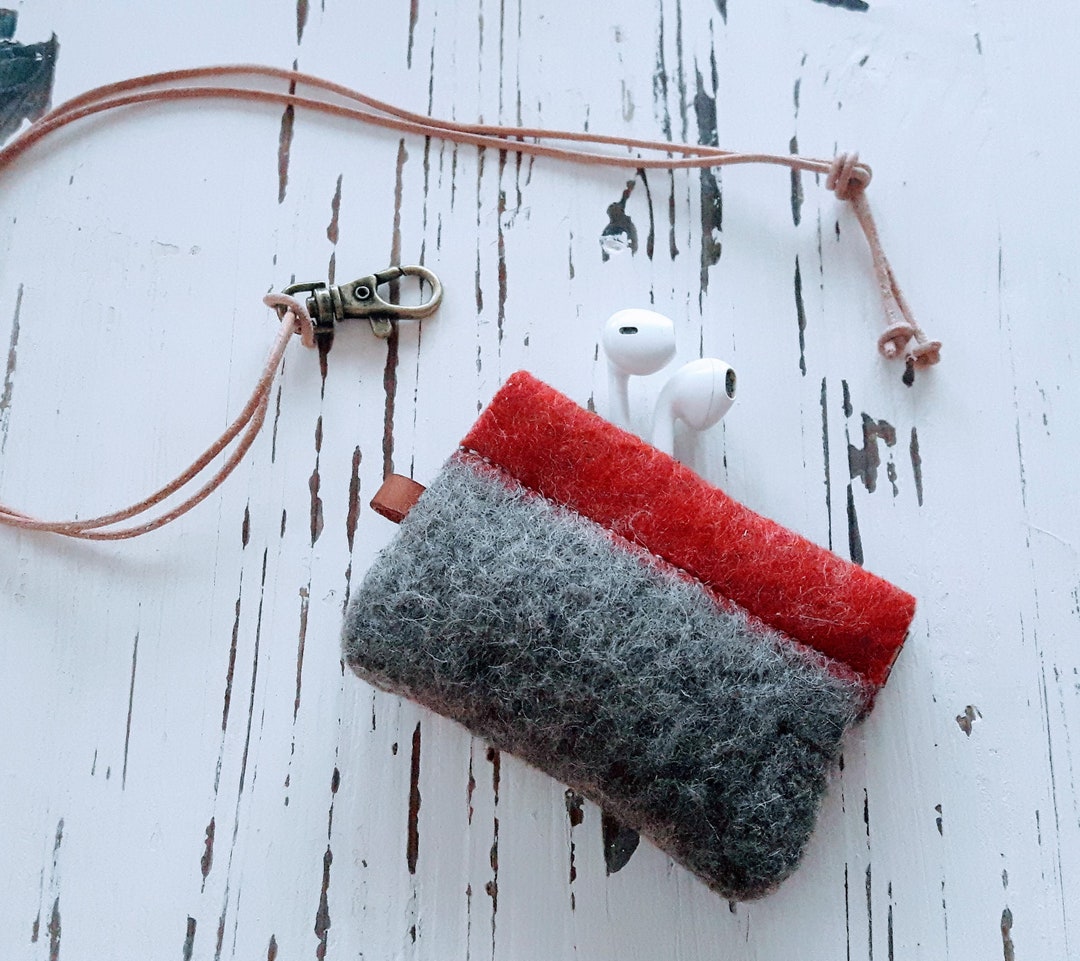 Handmade Swiss Army Wool Coin Purse: Leather Lanyard Pouch Christmas ...