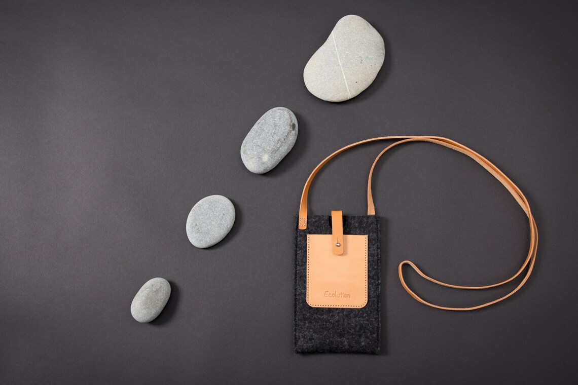 Iphone Cross Body Iphone Case With Strap Wool Felt Leather - Etsy UK