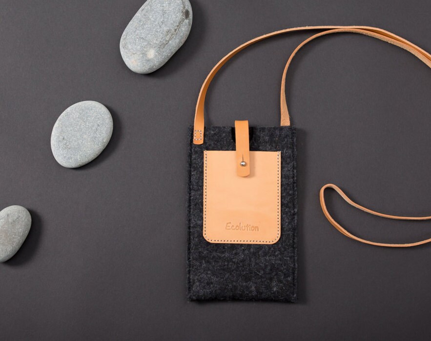 Iphone Cross Body Iphone Case With Strap Wool Felt Leather - Etsy UK
