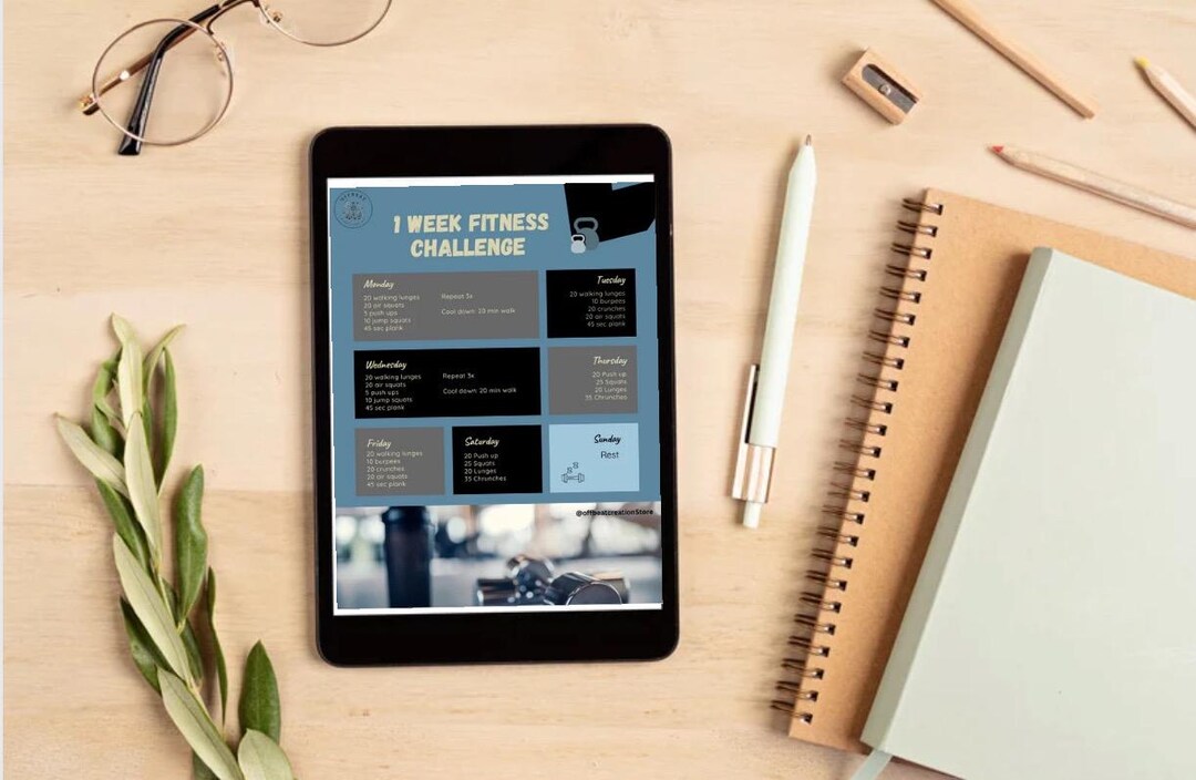 7-day Fitness Challenge Printable | Weekly Workout Plan for Beginners ...