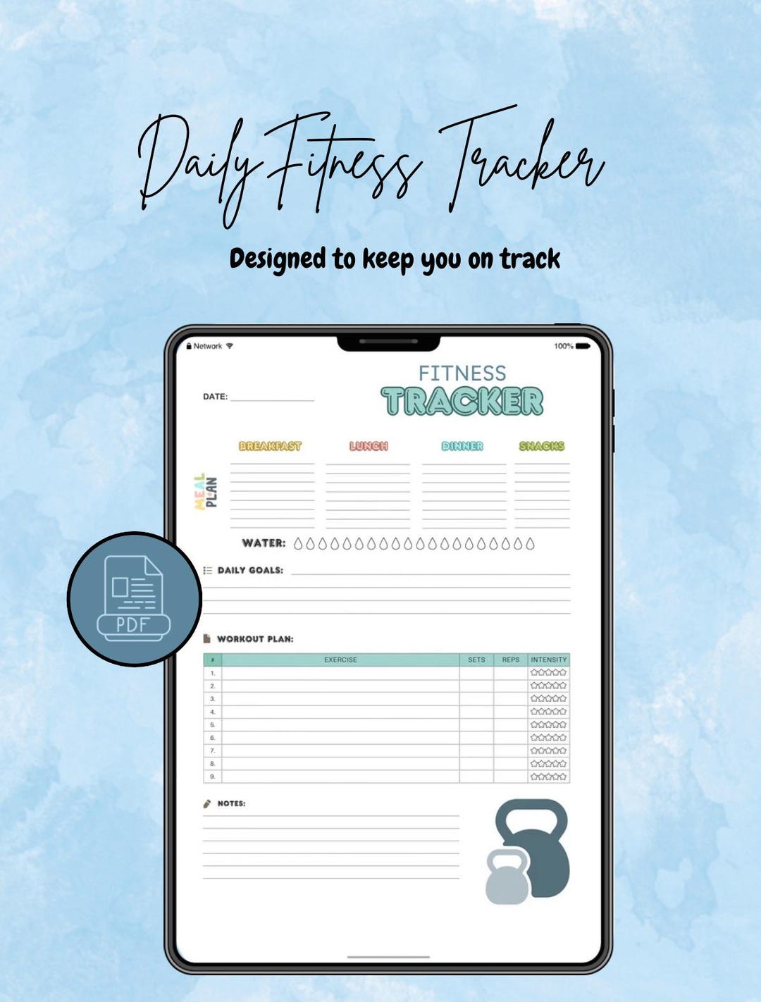 Printable Daily Fitness Tracker | Workout Planner PDF | Exercise Log ...