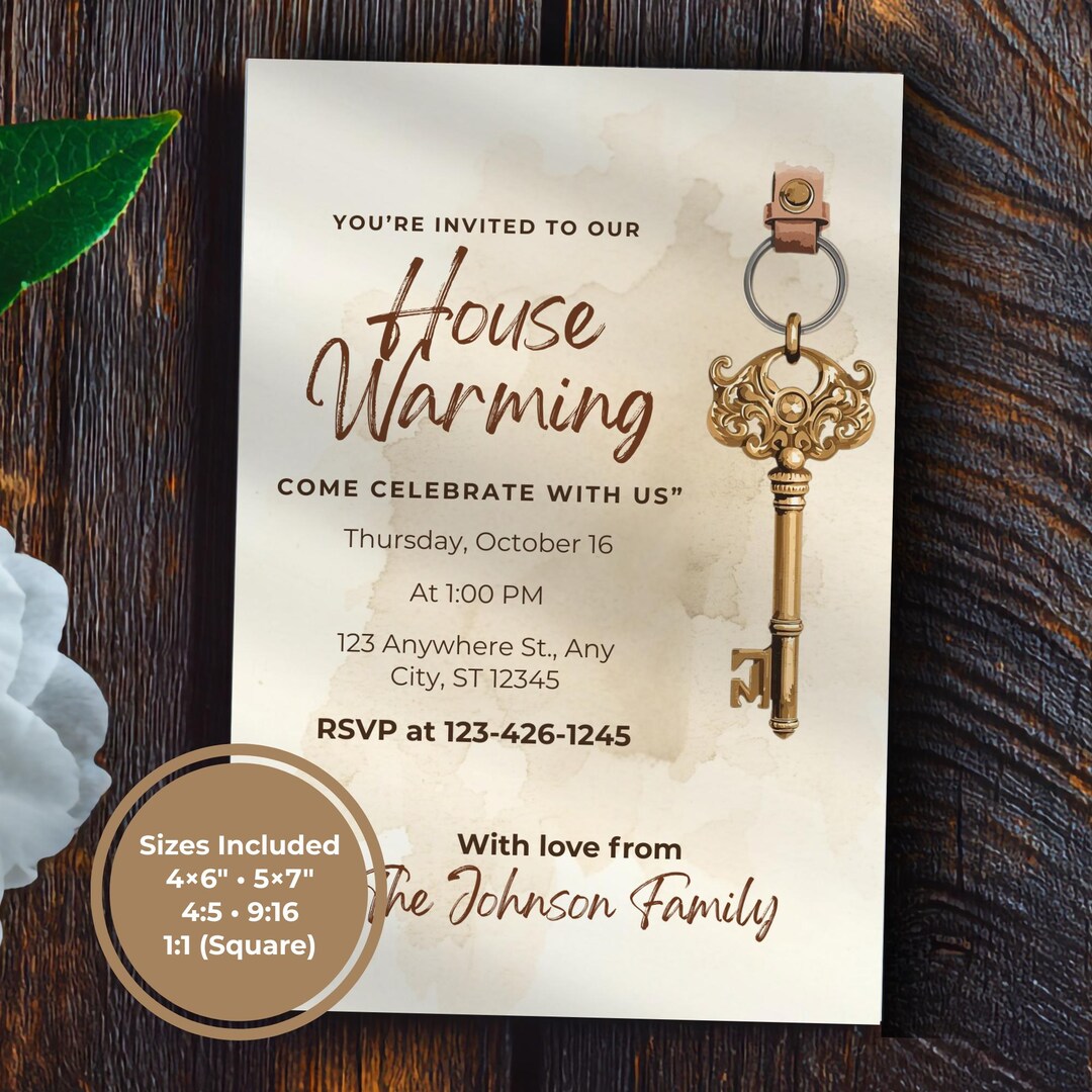 Key to Your New Home Invitation BUNDLE | Minimalist Watercolor ...