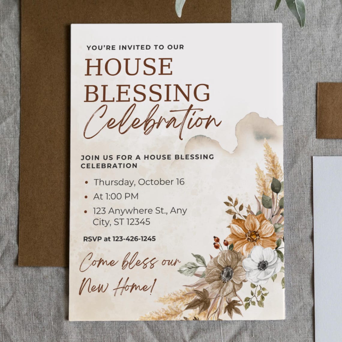 Rustic Housewarming Celebration Invitation | Boho House Blessing ...