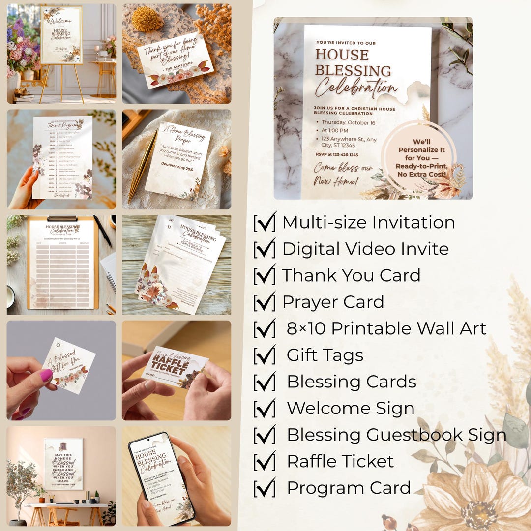 Rustic Housewarming Invitation PREMIUM BUNDLE | Boho Home Blessing ...