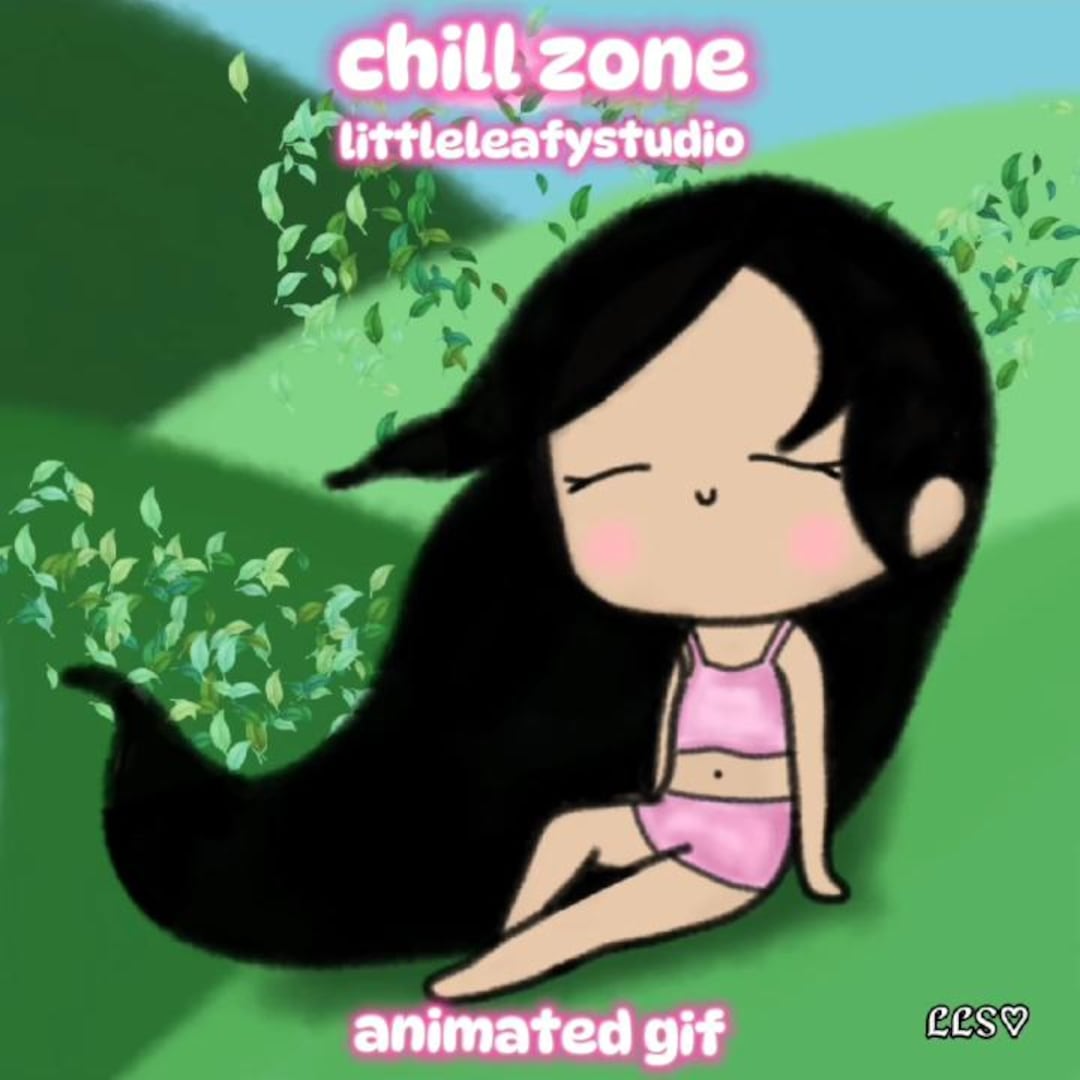 Cozy Green Chill Zone Animated Gif | Cute Relaxing Illustrations for ...