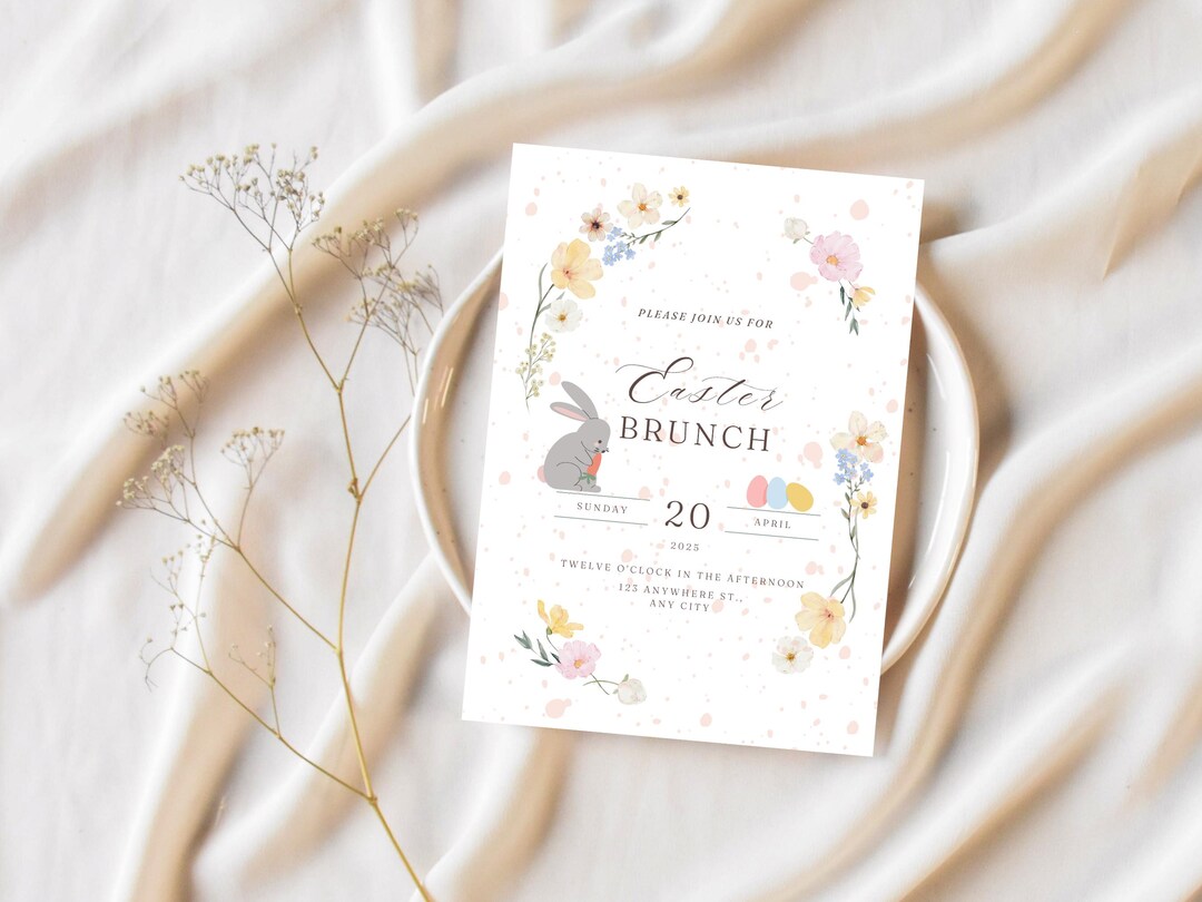 Easter Brunch Invitation, Easter Sunday, Printable Easter Card, Digital ...