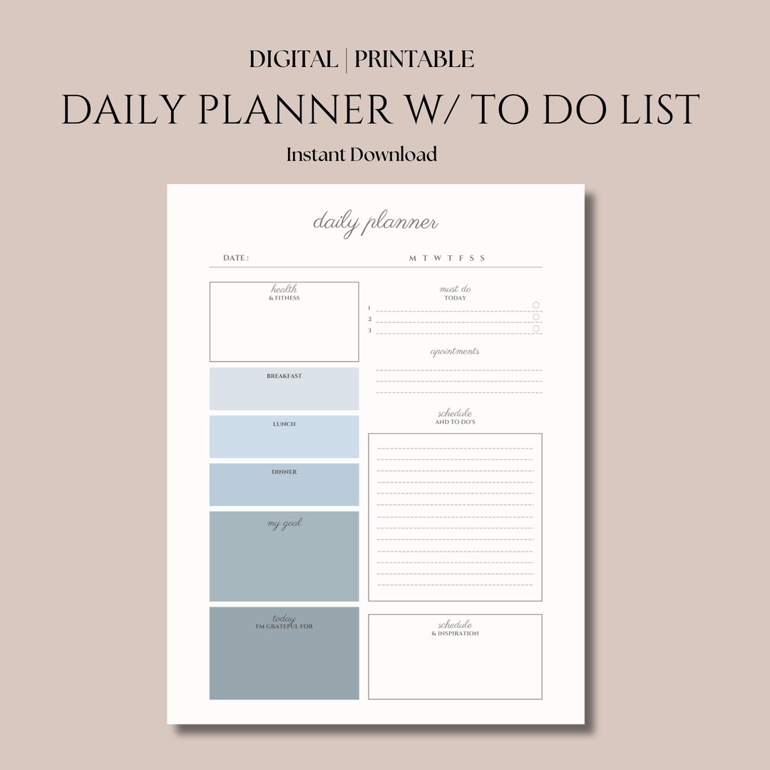 Weekly Planner PRINTABLE Daily Schedule, Digital Planner, Daily Planner ...