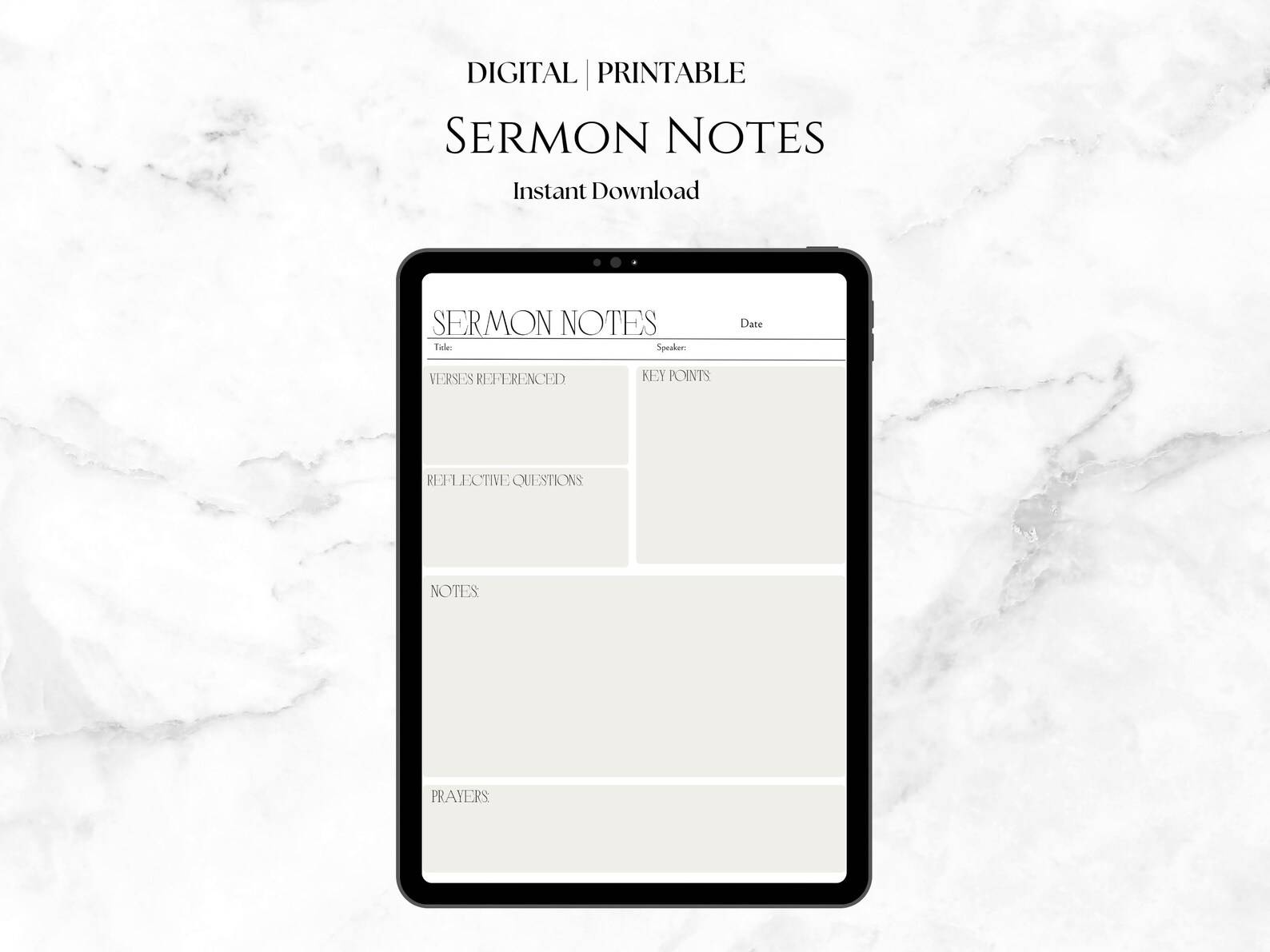 Bible Study Sermon Notes Journal for Church, Digital or Printable ...