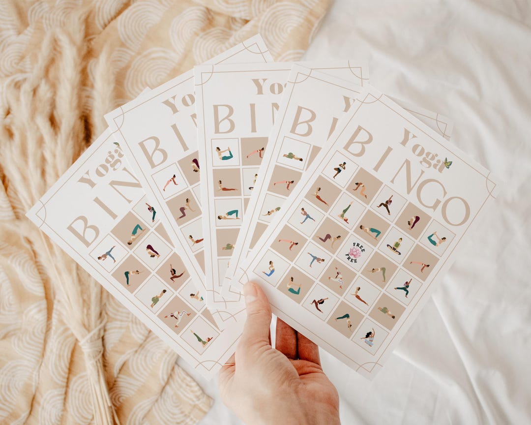Yoga Bingo With 30 Different Cards | Calm Boho Design | Yoga Class ...