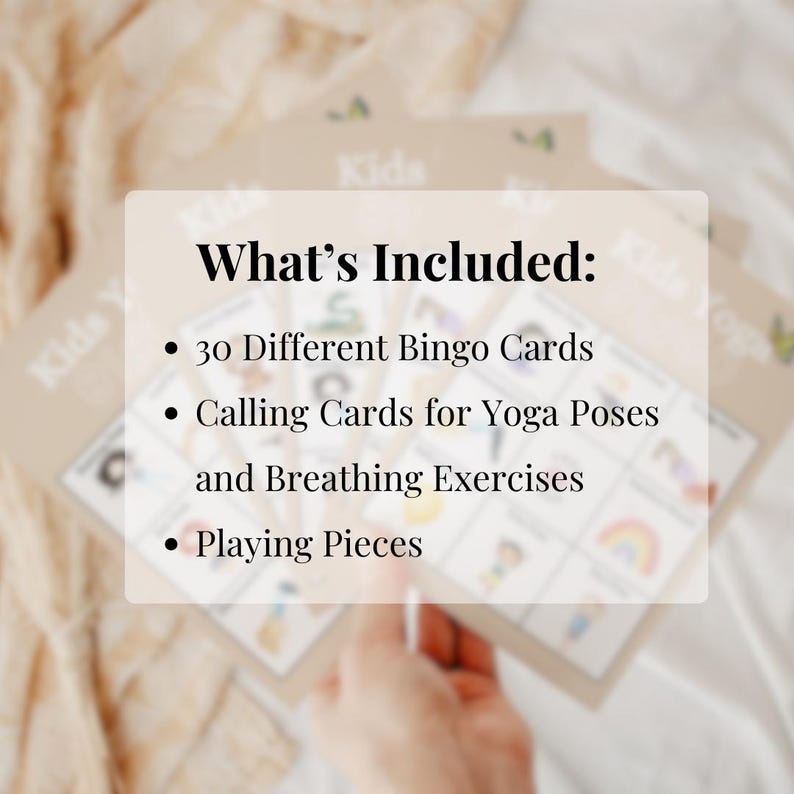 Kids Watercolor Yoga Bingo Game | 30 Bingo Cards | Printable Movement ...