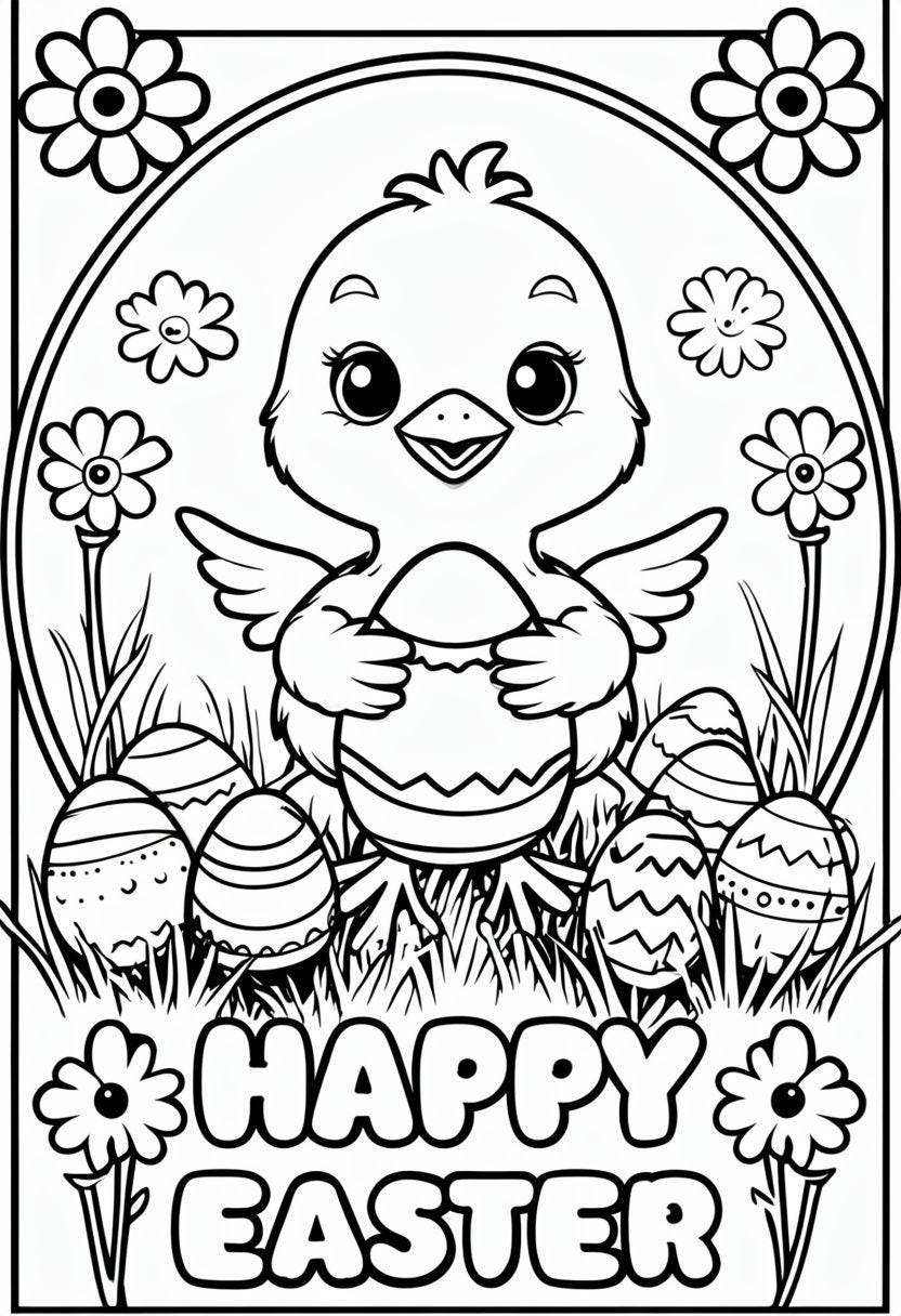 Cute Easter Colouring Pages - Etsy