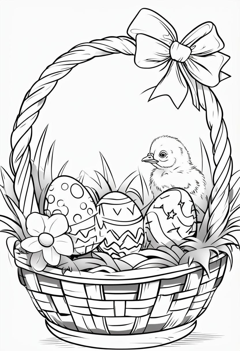 Cute Easter Colouring Pages - Etsy