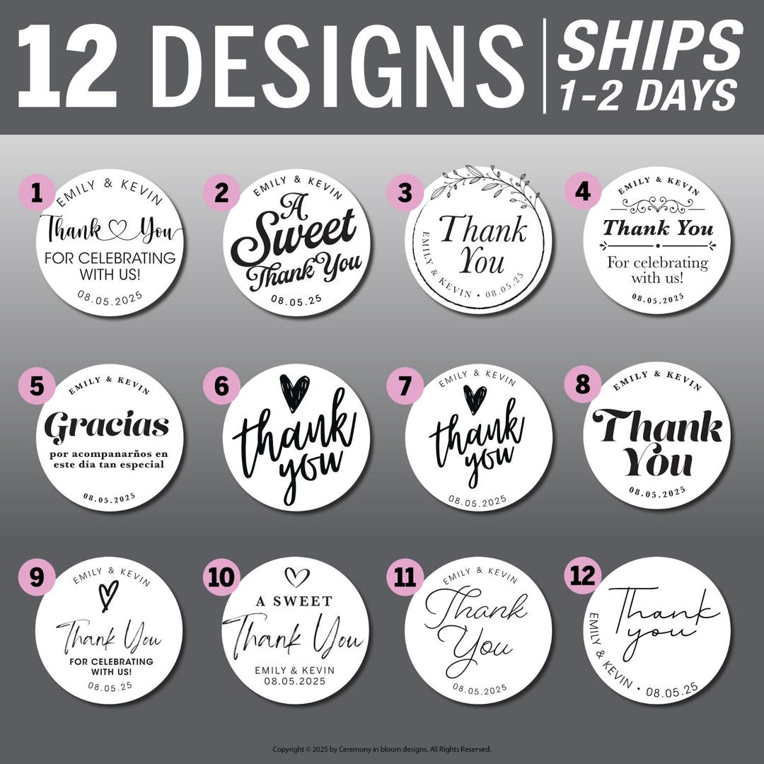 20 Custom Thank You Sticker for Wedding Favor Personalized Label for ...