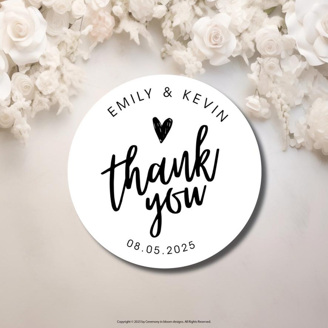20custom Thank You Stickers for Wedding Favors Personalized Wedding ...