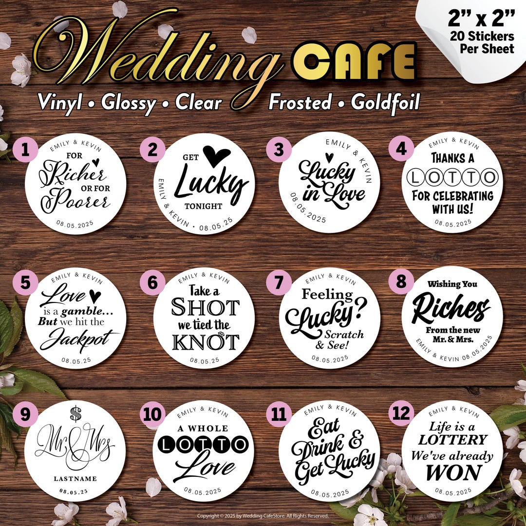 20 Custom Wedding Lottery Favor Sticker for Wedding Guest Welcome Bag ...