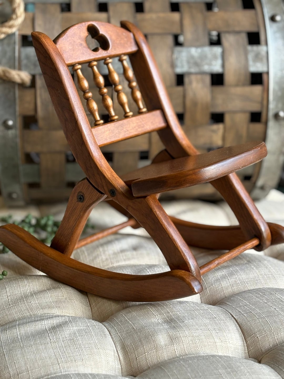 Vintage Handmade Foldable Mini Doll Wood Rocking Chair Rocker - Etsy