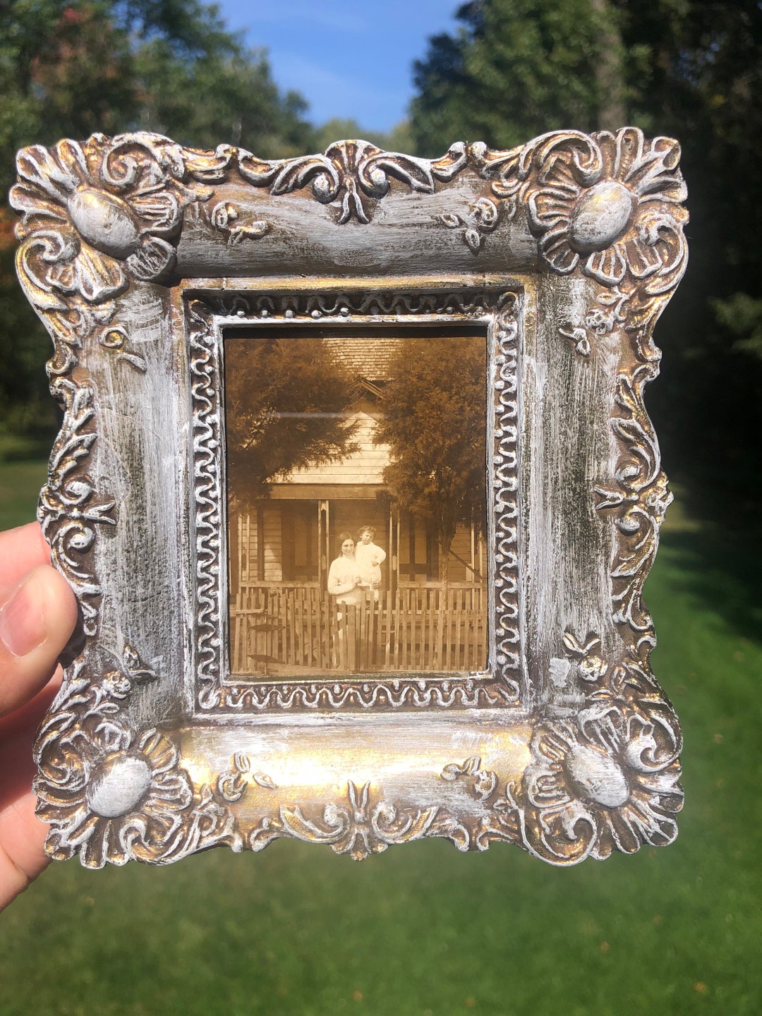 Vintage Gold White Small Frame With Easel - Etsy