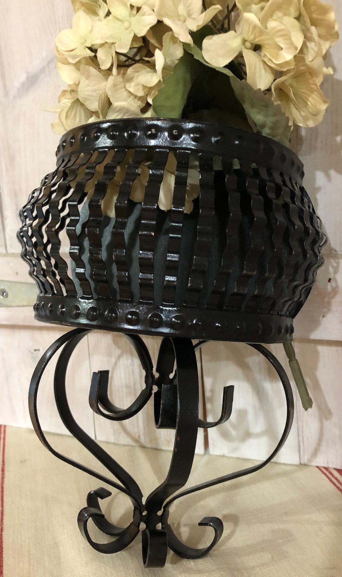 Vintage Black Metal Shelf Wall Pocket - Etsy