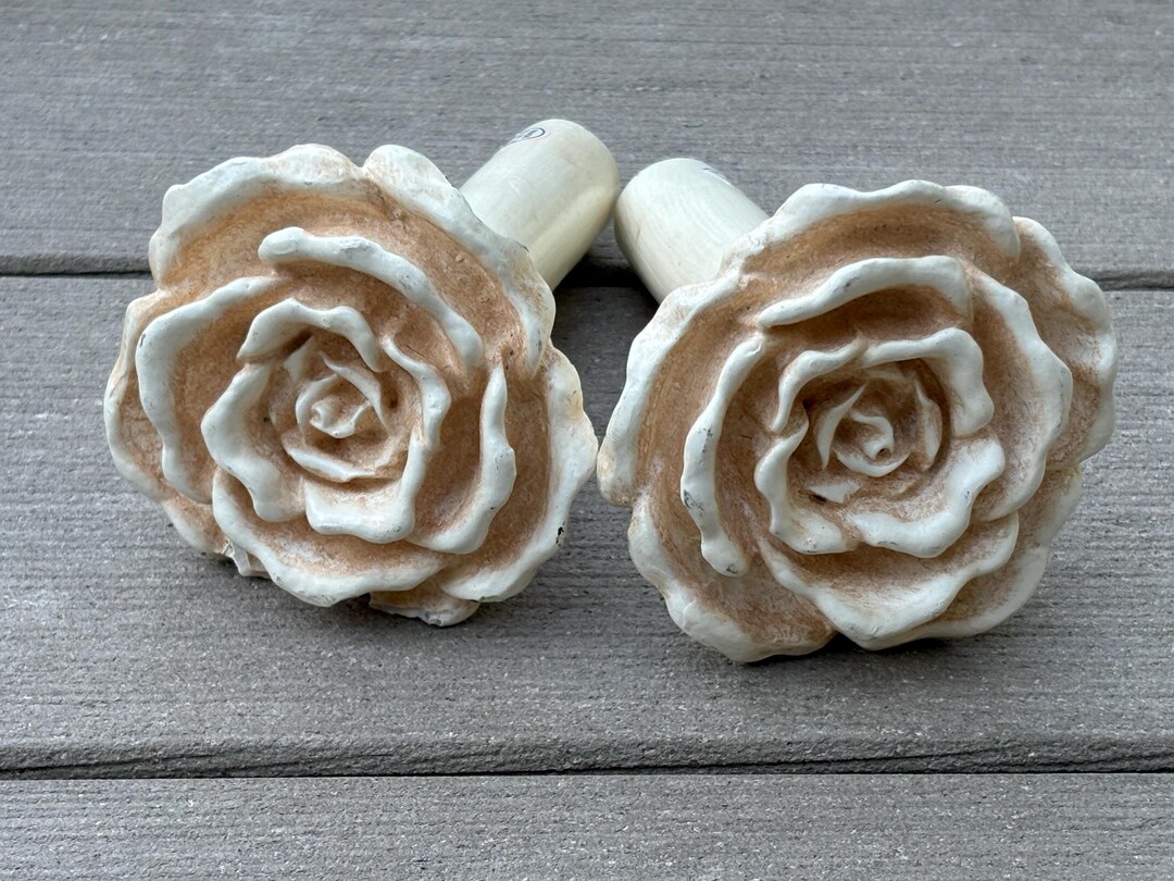 Set of 2 Unique Cream Rose Rosettes Curtain Tie Backs With Screw ...