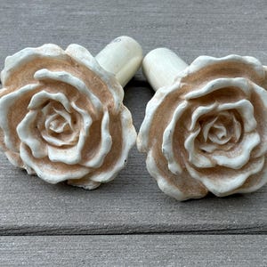 Set of 2 Unique Cream Rose Rosettes Curtain Tie Backs With Screw ...