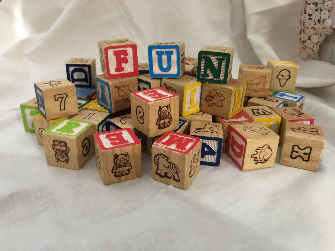 Kids Alphabet Number Wood Toy Blocks Play Craft Decorate - Etsy