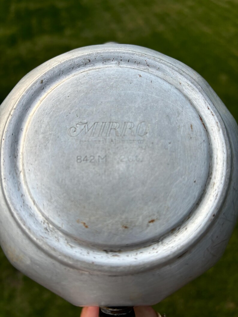 Vintage Mirro Pyrex Aluminum Coffee Pot Tea Pot Wood Handle Kitchen ...