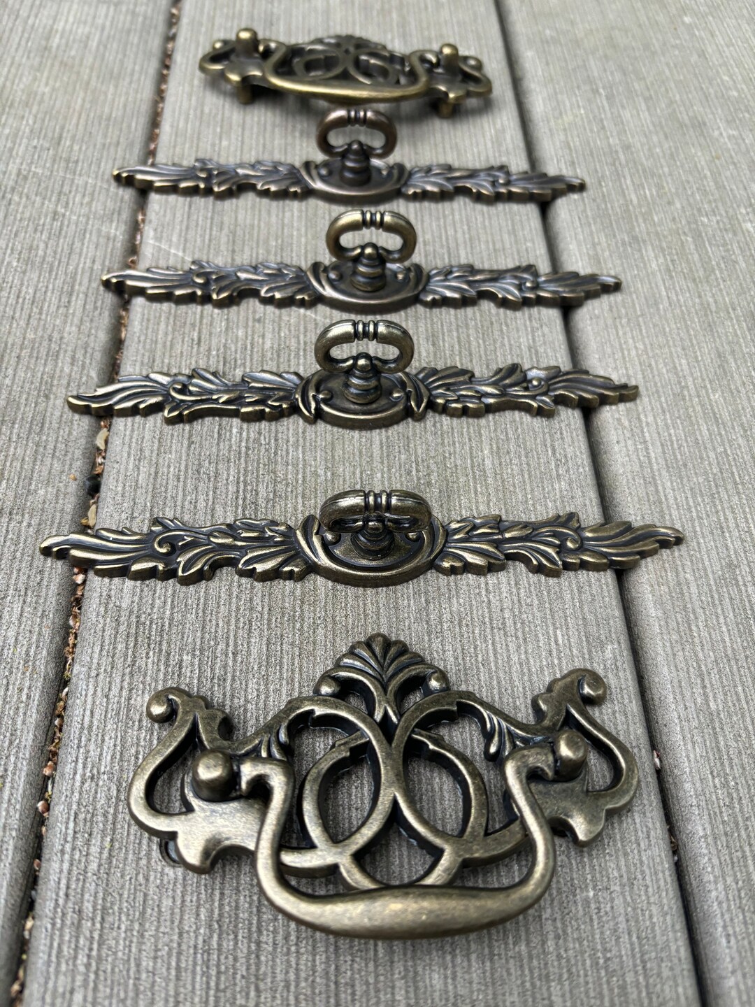 Vintage Antique Brass Drawer Cabinet Pulls Handles Knocker Ornate ...