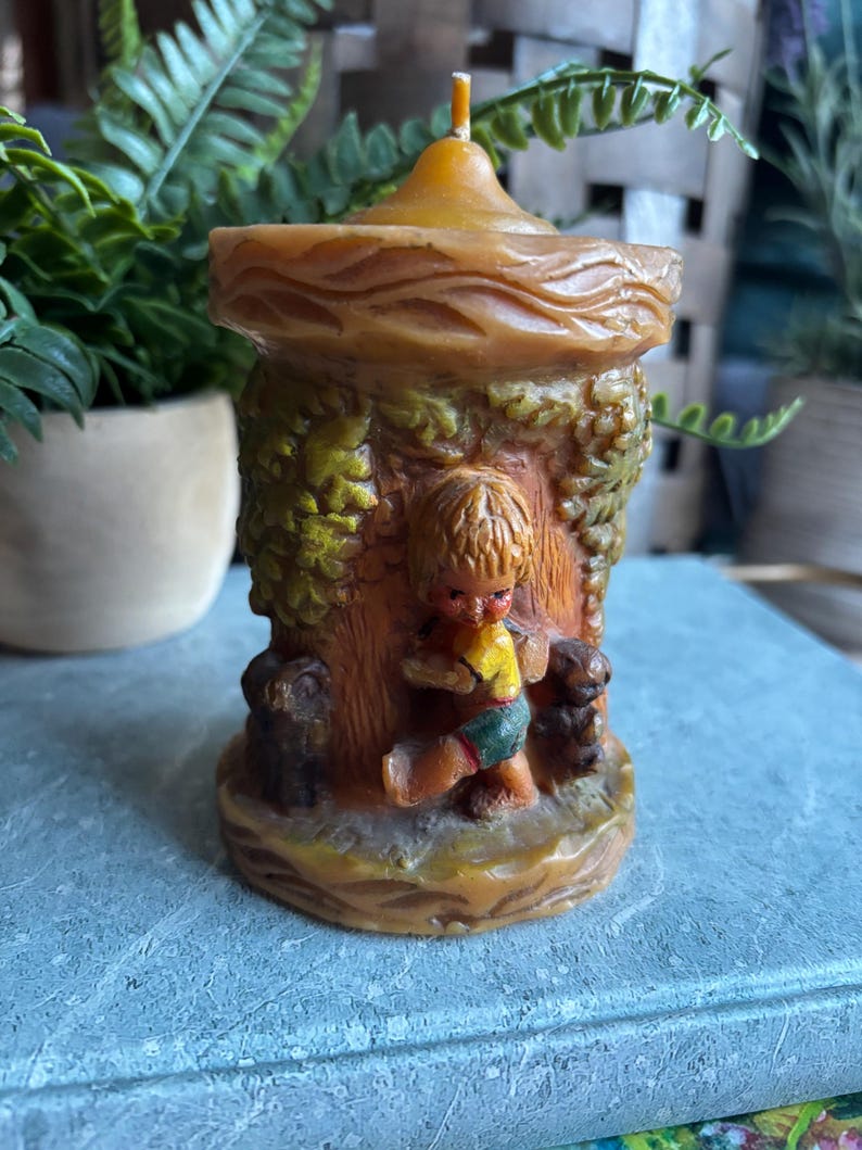 Vintage Gunter Kerzen German Candle Nature Scene Carved - Etsy