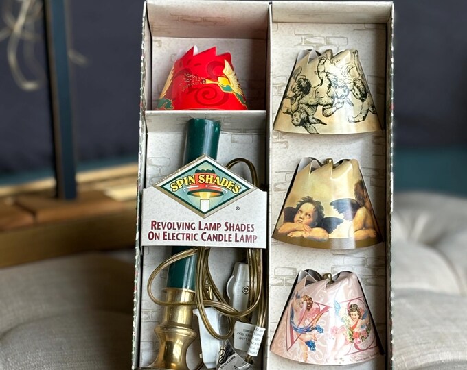 Vintage Spin Shade Revolving Lamp Shade on Electric Candle Lamp Holiday ...