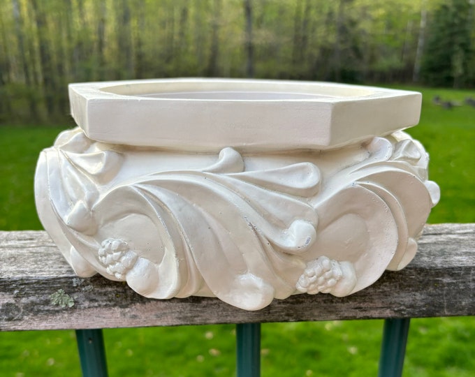 Vintage off White Succulent Flower Bonsai Planter Pot Ornate Heavy ...