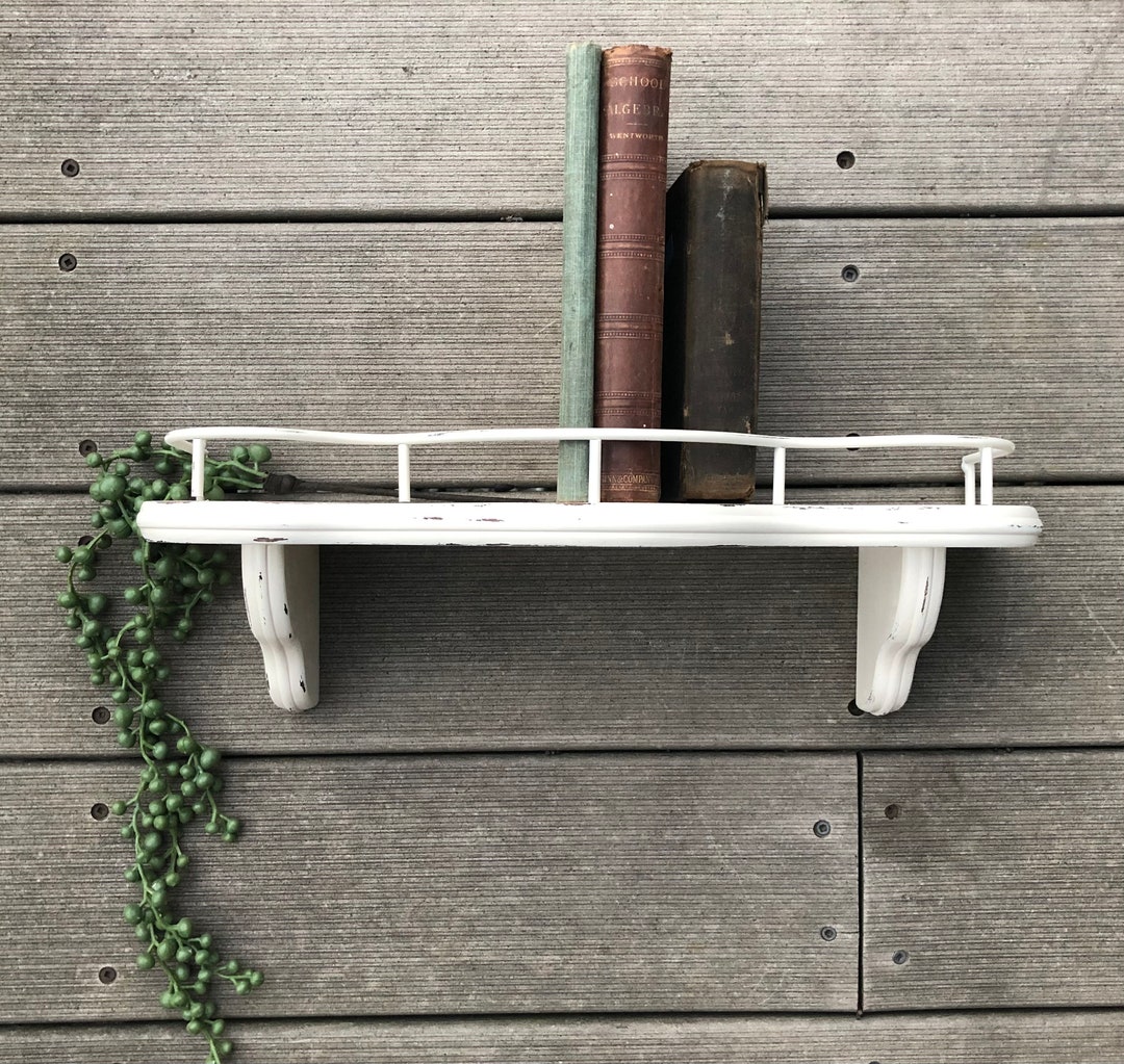 Vintage Wood Shelf White Curvy Heirloom White Plate Holder - Etsy