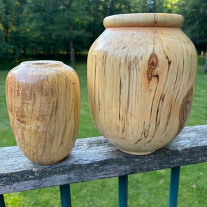 Vintage Handmade Wood Turned Poplar Maple Vases 2002 Rustic Natural - Etsy
