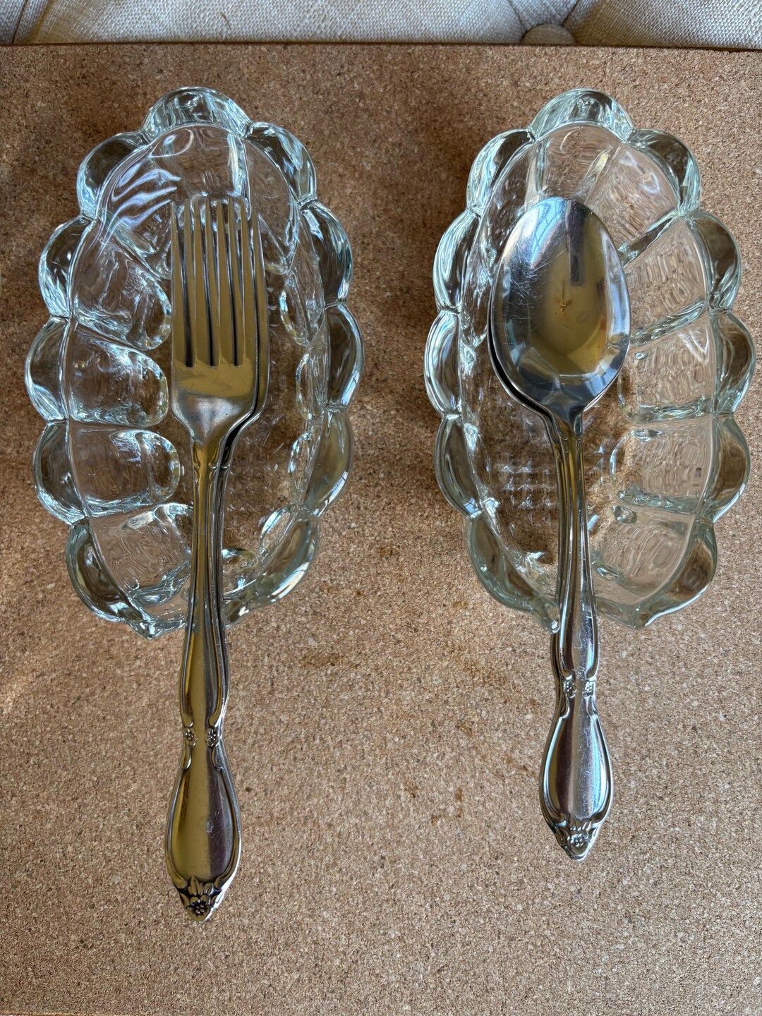 Vintage Princess House Crystal Glass Spoon Fork Holders Ribbed ...