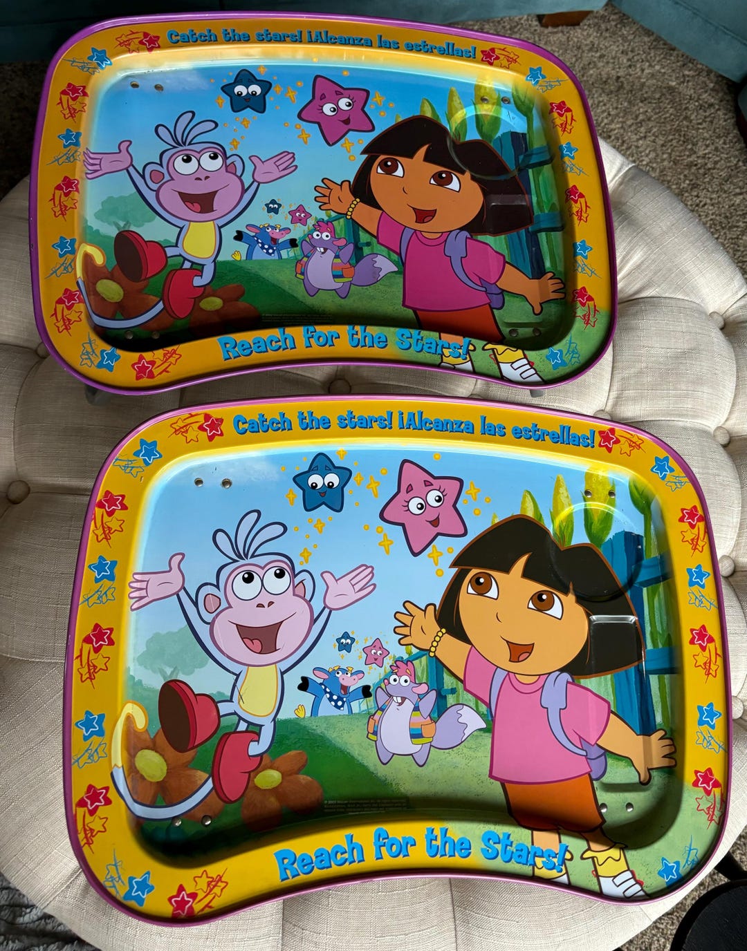 Vintage 2003 Dora the Explorer Kids Tray Serving Folding Tray Kidtrays ...