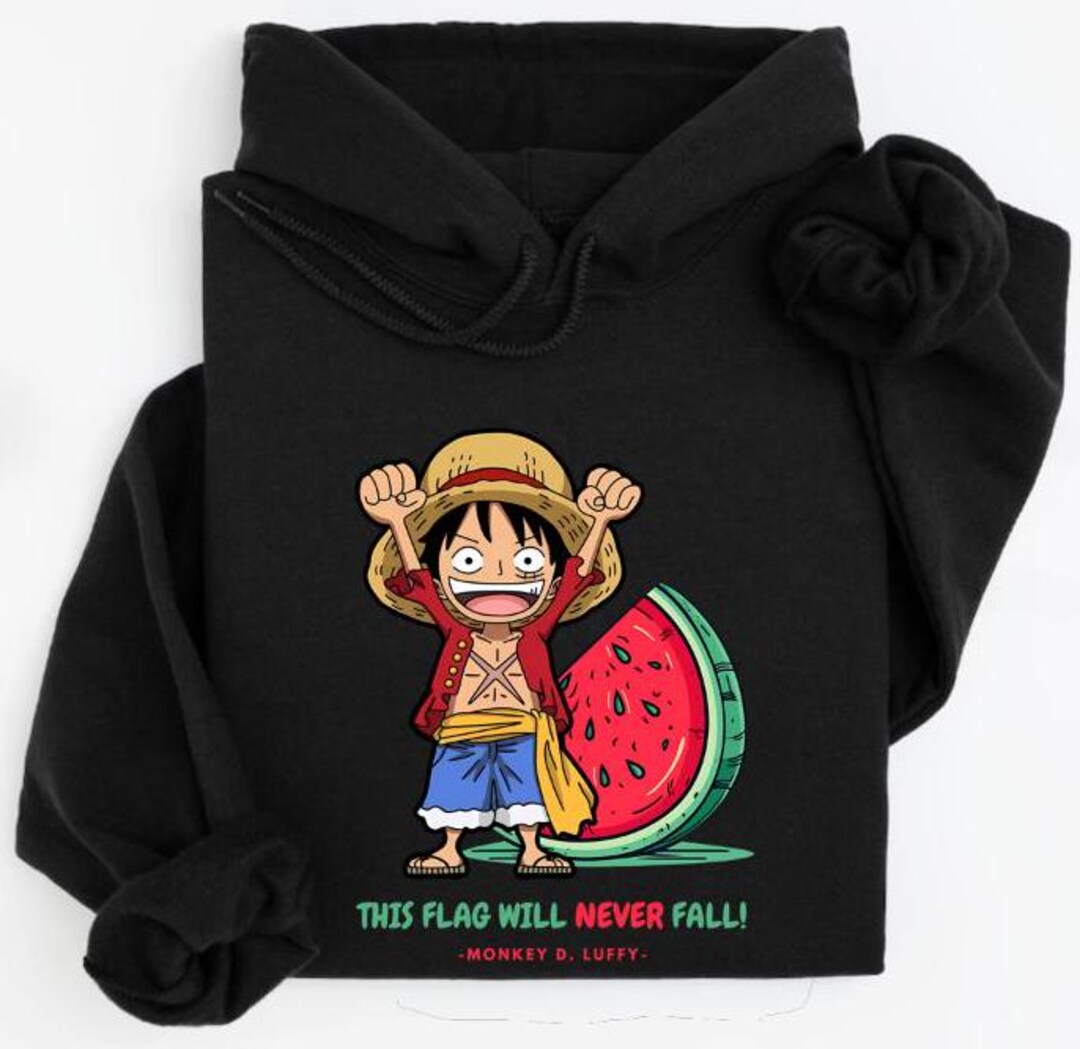 One Piece Anime Palestine Support Hoodie - Watermelon Hoodie, Luffy ...