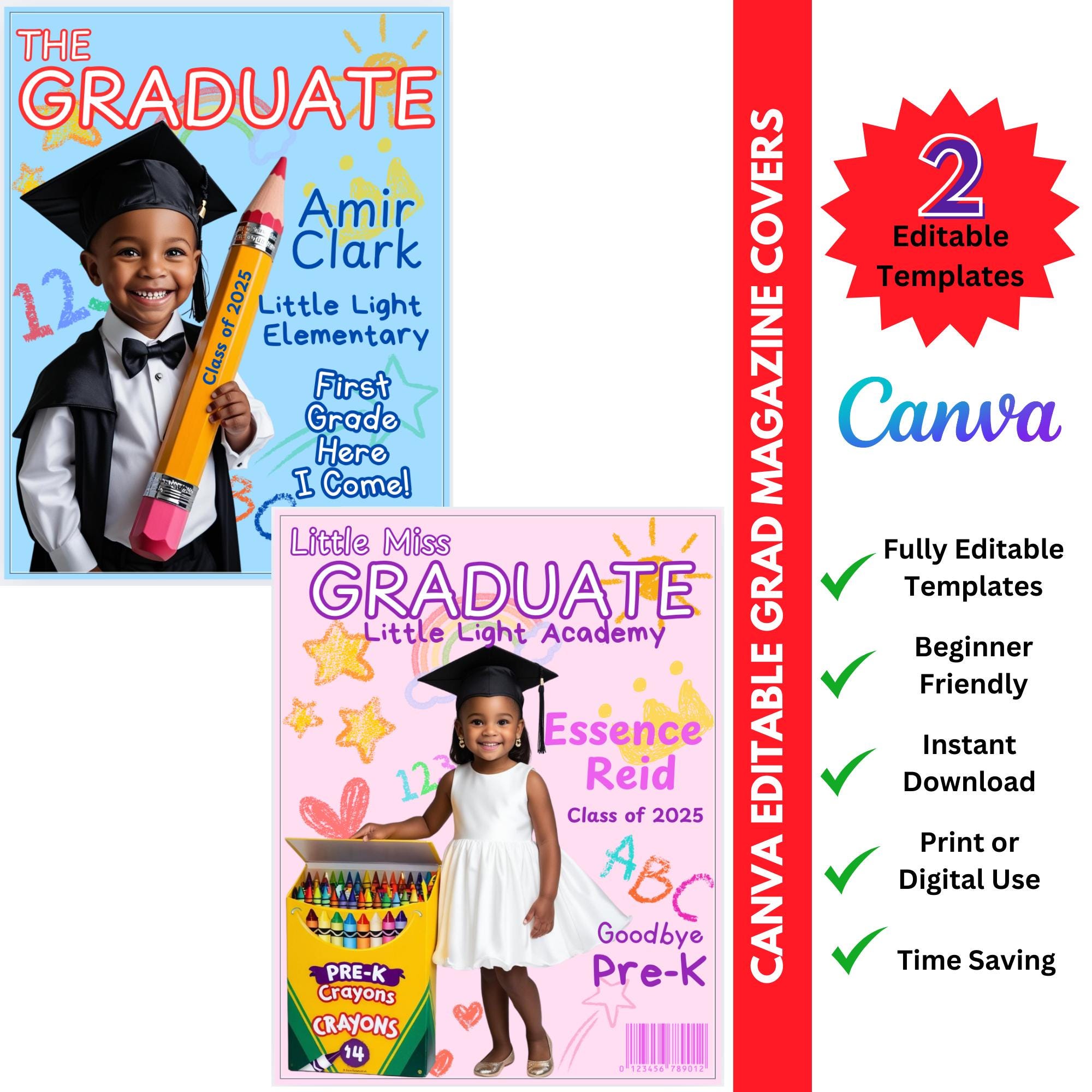 Customizable Pre-k/kindergarten Graduation Magazine Cover - Fully ...