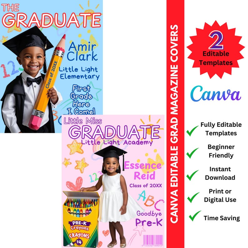 Customizable Pre-k/kindergarten Graduation Magazine Cover - Fully ...
