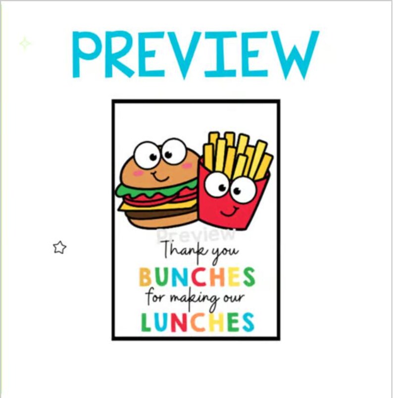 Thank You Note for Lunch Lady | Cafeteria Worker | End of Year Gift ...