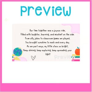 End of Year Student Goodbye Poem | Printable Teacher Gift | Student ...