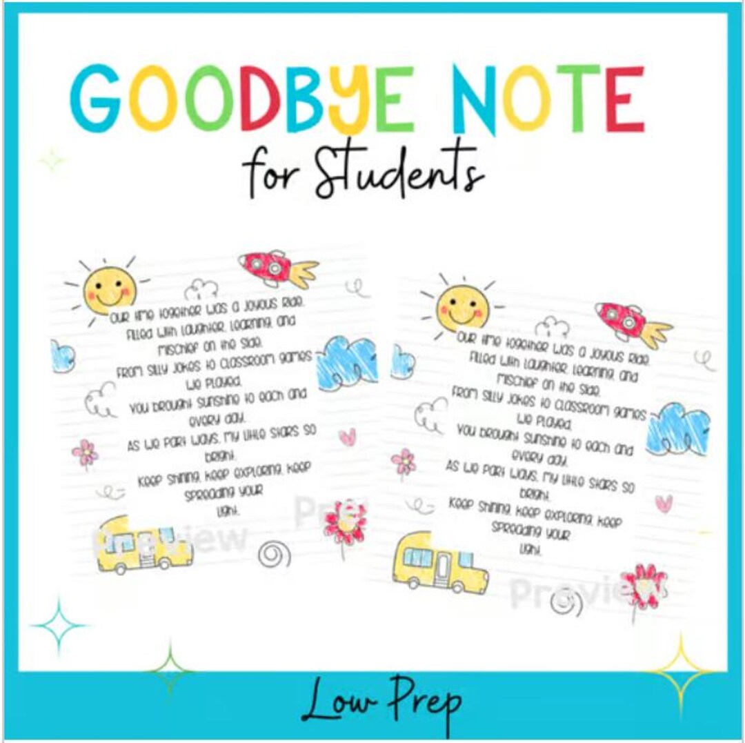 Goodbye Letter From Teacher | End of the Year | Poem to Students | Gift ...