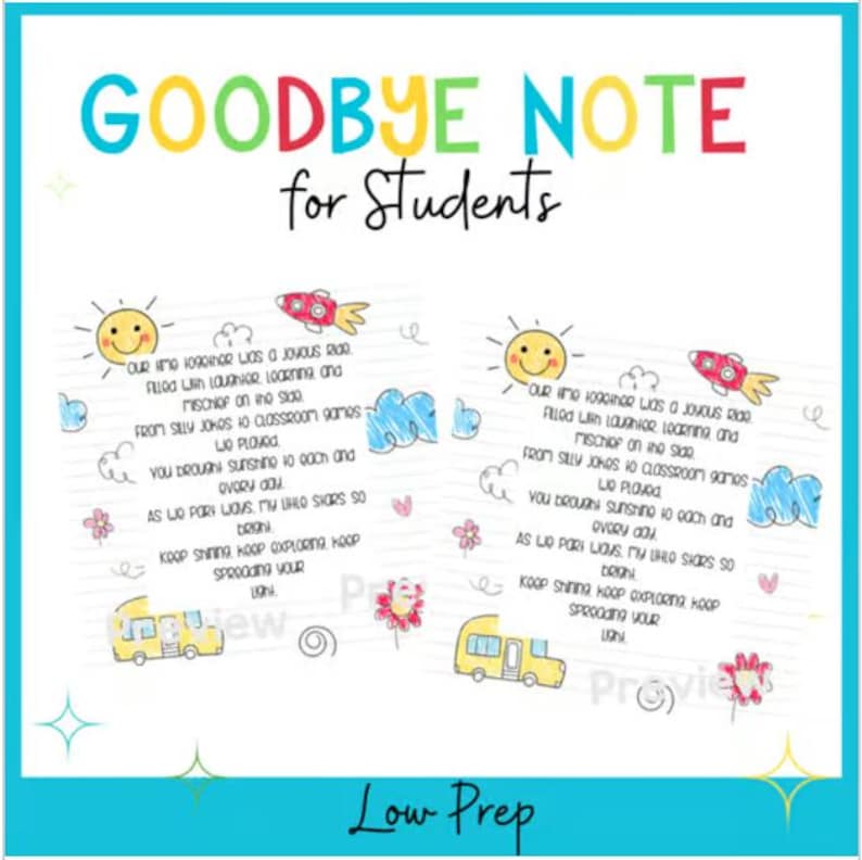 Goodbye Letter From Teacher | End of the Year | Poem to Students | Gift ...