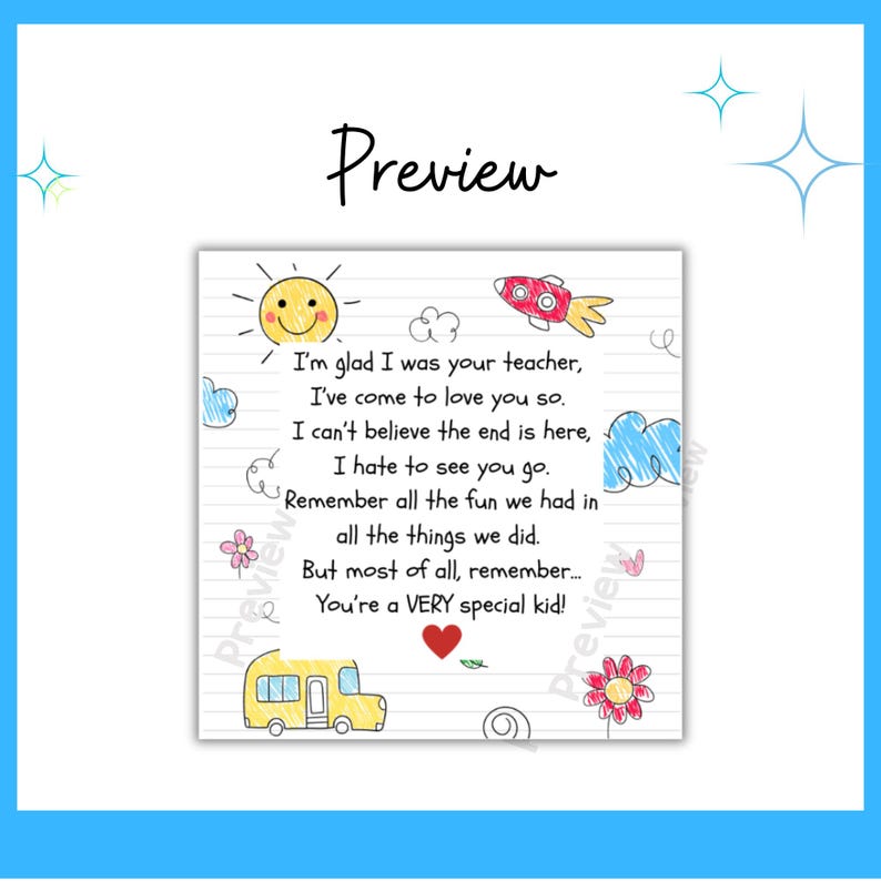 End of the Year Student Goodbye Letter Poem | Printable Teacher Handout ...