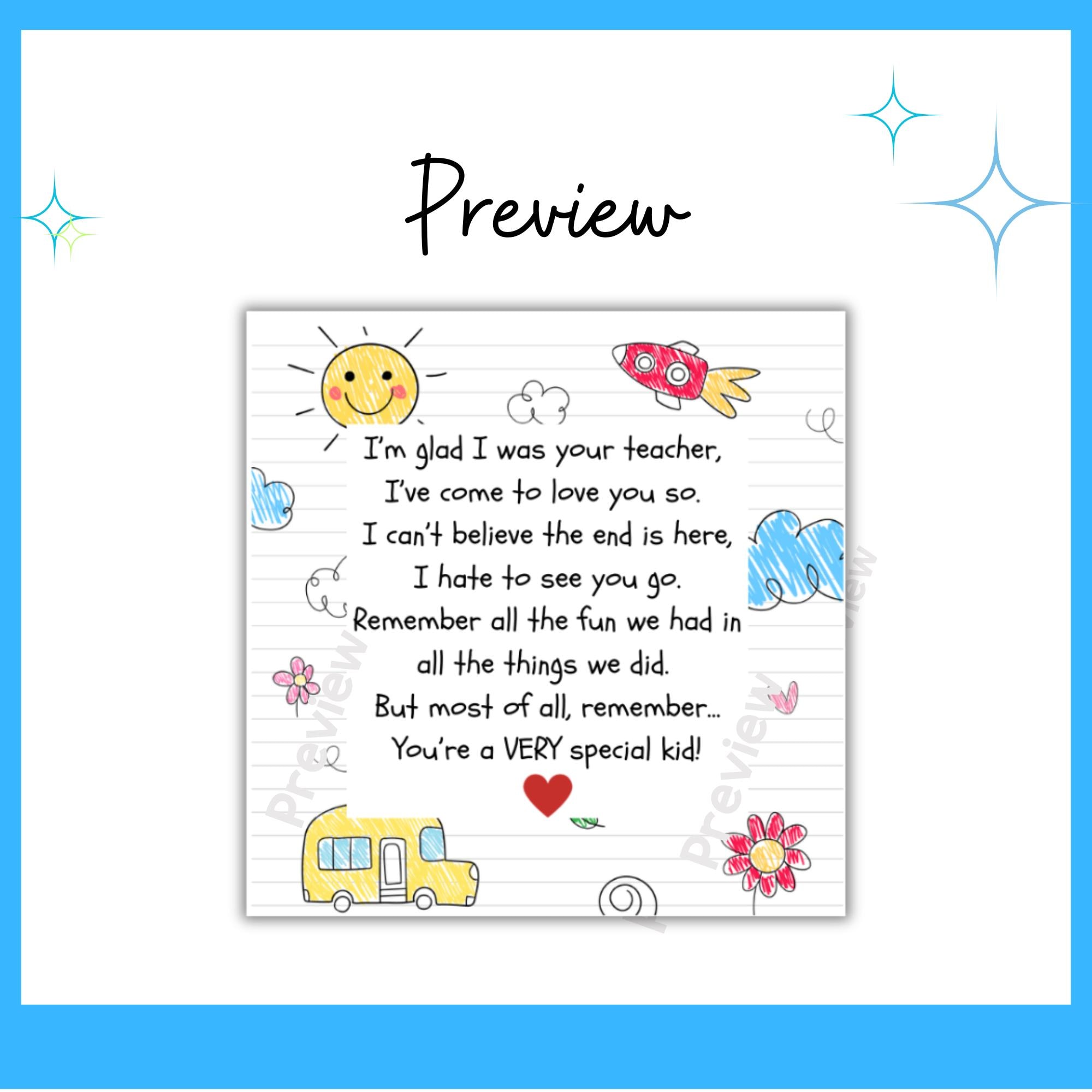 End of the Year Student Goodbye Letter Poem | Printable Teacher Handout ...
